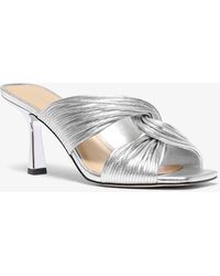 MICHAEL Michael Kors Mk Greta Denim Mule in White | Lyst UK