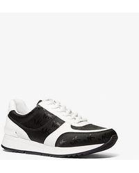 Michael Kors Andi Woven Logo Nylon Trainer in Green | Lyst