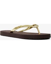 Michael Kors Signature Logo Flip Flops in Natural | Lyst