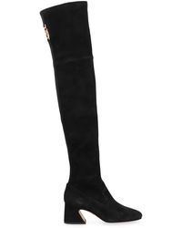 Ermanno Scervino Brogue Suede Over-The-Knee Boots in Brown | Lyst UK