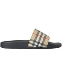 Burberry Sliders in Brown | Lyst