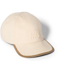Miu Miu Drill And Poplin Baseball Cap in White | Lyst UK