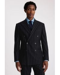 Moss Tailored Fit Stripe Suit Jacket in Blue for Men | Lyst UK