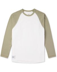 WTAPS Ian Logo-Appliquéd Two-Tone Cotton-Jersey T-Shirt in Black for Men | Lyst