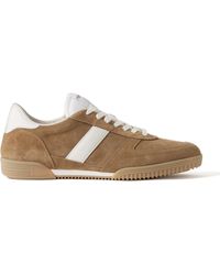Tom Ford Terence Leather-Trimmed Suede Sneakers in Blue for Men | Lyst