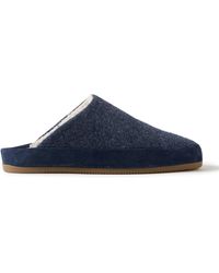 Mulo Suede-trimmed Shearling-lined Wool Slippers in Black for Men | Lyst
