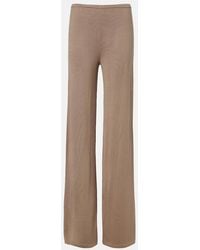 AYA MUSE Esme Silk-Blend Straight Pants in Natural | Lyst UK