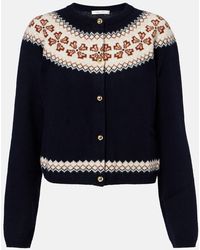 FRAME The Cashmere Fair Isle Cardigan in Blue | Lyst UK