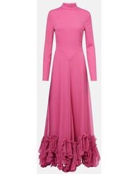 ROTATE BIRGER CHRISTENSEN Chiffon Long-Sleeve Maxi Dress in Black | Lyst UK