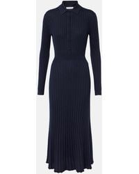 Gabriela Hearst Ardor Ribbed-Knit Cashmere And Silk Polo Dress in Blue ...