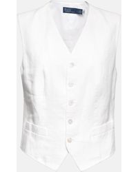 Ralph Lauren Linen-front Vest in White | Lyst