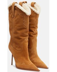 Paris Texas Lidia 105 Suede And Pvc Cowboy Boots in White | Lyst UK