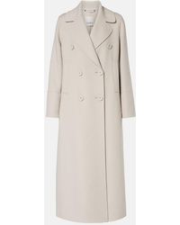 Max Mara Pausa Double-Breasted Virgin Wool Coat in Black | Lyst
