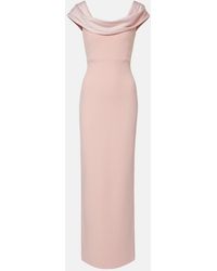 Solace London Adele Satin-Trimmed Gown in Green | Lyst