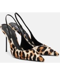 Paris Texas Lidia Leather-Trimmed Leopard-Print Calf-Hair Slingback ...