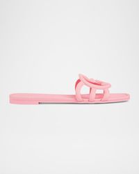 Gucci Palma Gg Rubber Flat Slide Sandals in White | Lyst