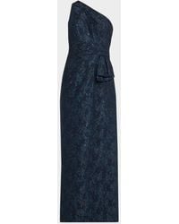 Aidan Mattox Woven Jacquard Gown in Green | Lyst