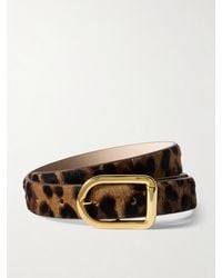 DEHANCHE Leopard-Print Calf-Hair Belt in White | Lyst