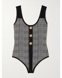 Balmain Midi Skirt With Prince Of Wales Check in Grey | Lyst UK