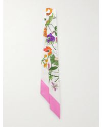 Gucci Flora-Print Silk Scarf in Pink | Lyst UK