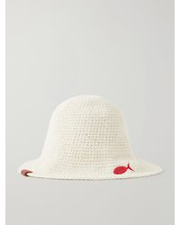 STAUD Crocheted Logo-Embroidered Cotton Hat in White | Lyst UK