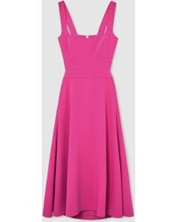 Reiss Dina Waisted Midi Dress in Green | Lyst