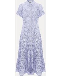 Phase Eight Carmine Frilled-Sleeve Midi Lace Dress in Purple | Lyst