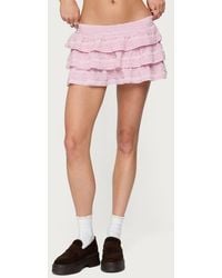 Edikted Margaux Tiered Ruffle Miniskort in White | Lyst