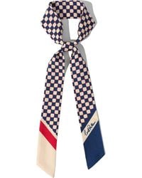 Lost Pattern Silk Skinny Scarf in Blue | Lyst
