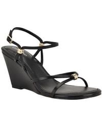 Calvin Klein Thea Wedged Sandals Light Natural Ankle Strap Rhs6364 | Lyst