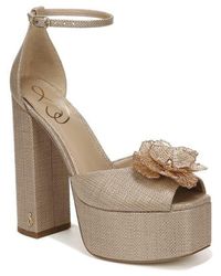Sam Edelman Kori Flora Woven Ankle Strap Platform Sandals in Metallic ...