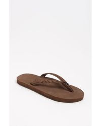 Rainbow Sandals 'Flirty' Braided Leather Flip Flop in Brown | Lyst