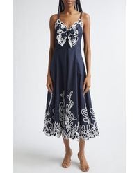 Cinq À Sept Paisley Bloom Embroidered Dress in Blue | Lyst