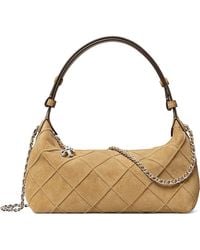 Tory Burch Fleming Pochette Quilted Suede Shoulder Bag in Brown | Lyst