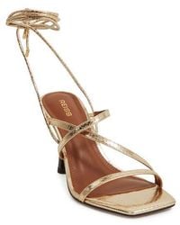 Reiss Ankle Tie Sandals in Metallic | Lyst