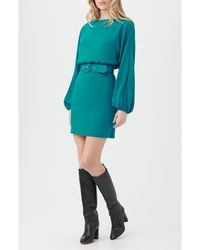 Trina Turk Avory Long Sleeve Belted Sheath Minidress in Black | Lyst