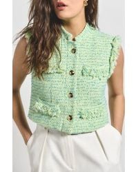 10 Crosby Derek Lam Namira Cotton Blend Tweed Vest in Pink | Lyst