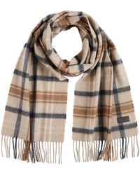 Hickey Freeman Plaid Colorblock Cashmere Fringe Scarf in Black for Men ...