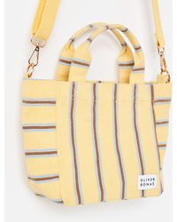 Oliver Bonas Green & Striped Logo Fabric Mini Tote Crossbody Bag | Lyst UK