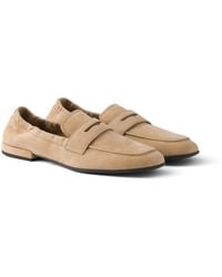 Prada Shuffle Nubuck Leather Loafers in Brown | Lyst