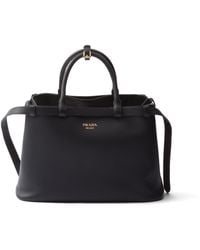 Prada Double Calf Leather Handbag in White | Lyst UK
