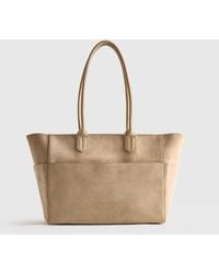 Quince Italian Suede Shopper Tote Bag in Brown | Lyst