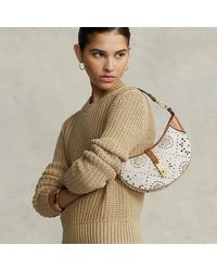 Ralph Lauren Polo Id Canvas-leather Mini Shoulder Bag in White | Lyst