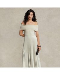 Ralph Lauren Hybrid Pointelle-bodice Pleated Dress in White | Lyst