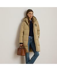 Ralph Lauren Crest-Patch Quilted Funnelneck Down Coat in Black | Lyst UK