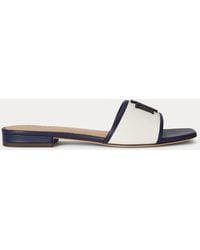 Ralph Lauren Everley Leather-Trim Canvas Slide Sandal in Green | Lyst UK