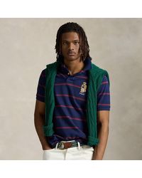 Polo Ralph Lauren Custom Slim Fit Polo Bear Mesh Polo in Blue for Men | Lyst UK