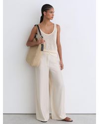 Reiss Lori - Natural Raffia-effect And Leather Shoulder Bag, One in ...