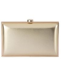 OLGA BERG Betty Metallic Clutch in Natural | Lyst
