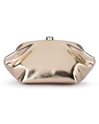 OLGA BERG Betty Metallic Clutch in Natural | Lyst